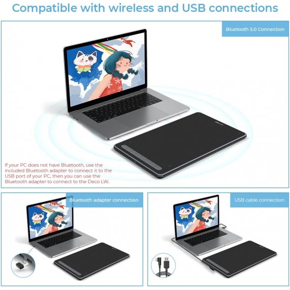 Xp pen Wireless Drawing Tablet Deco LW 10" Bluetooth