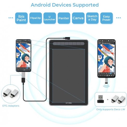 Xp pen Wireless Drawing Tablet Deco LW 10" Bluetooth